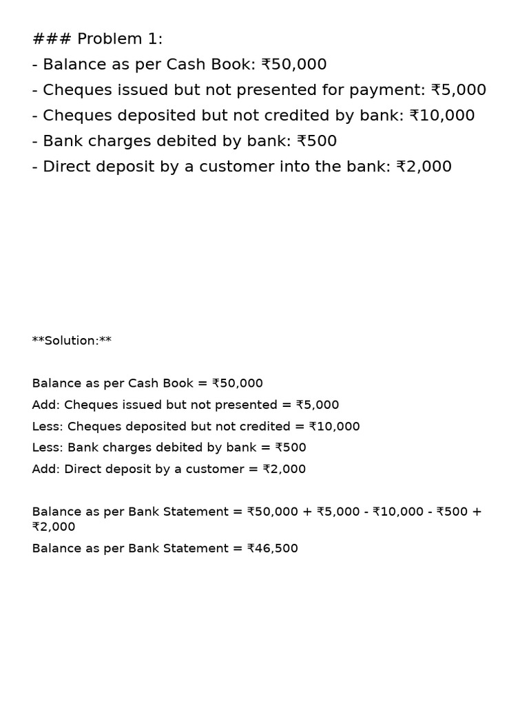 BRS Problems | PDF | Banks | Cheque