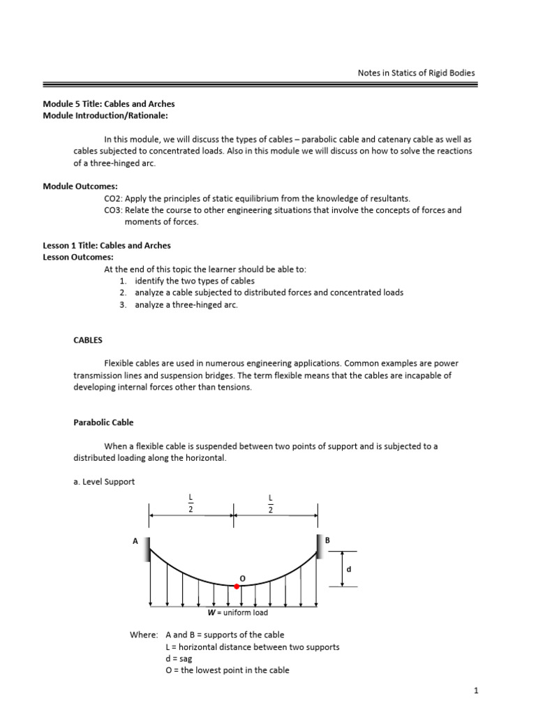 Module 5 Cables and Arches 1 | PDF | Physics | Mechanical Engineering