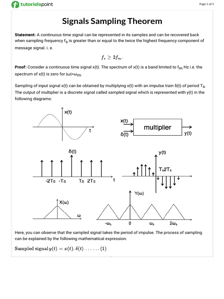 Signals Sampling Theorem | PDF | Spectral Density | Electrical Engineering