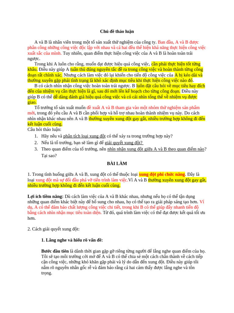 Chủ Đề Thảo Luận QTDN Ngày 8-10 | PDF