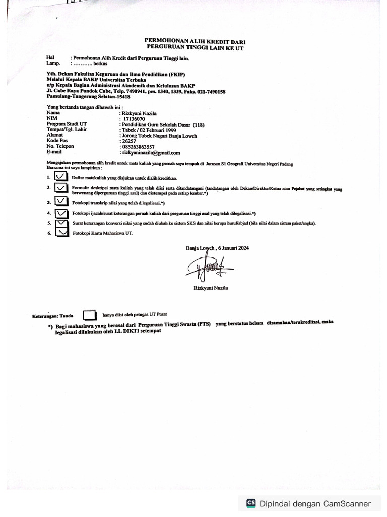 Form Pengajuan RPL | PDF