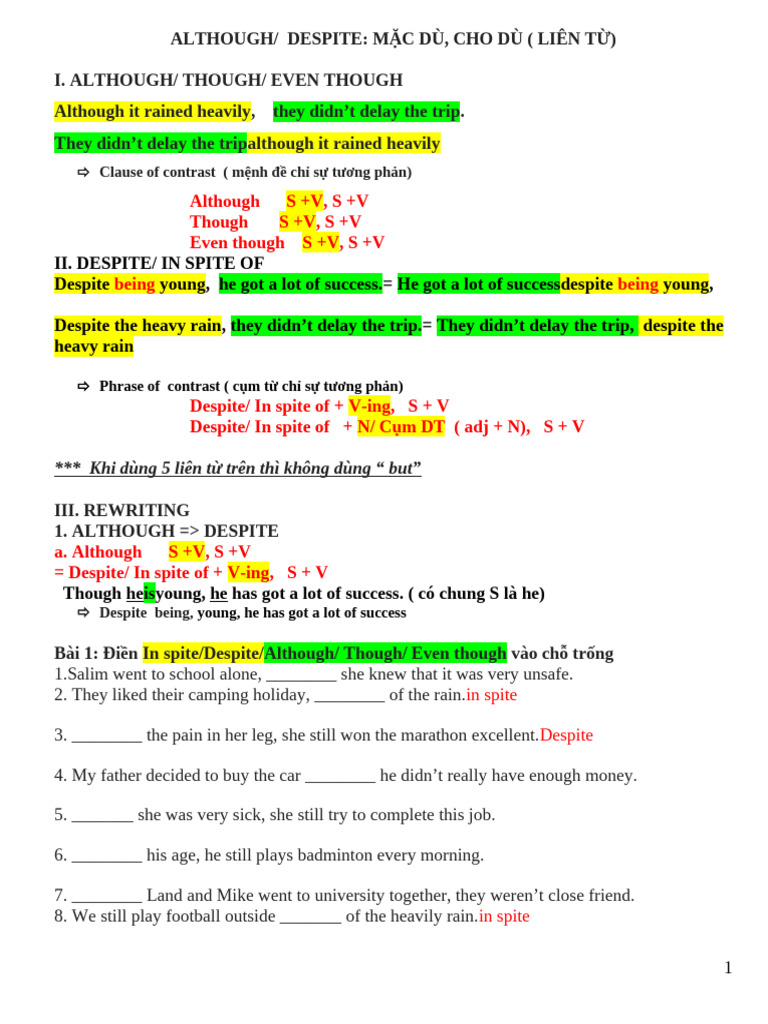 Lesson 8 -Although | PDF