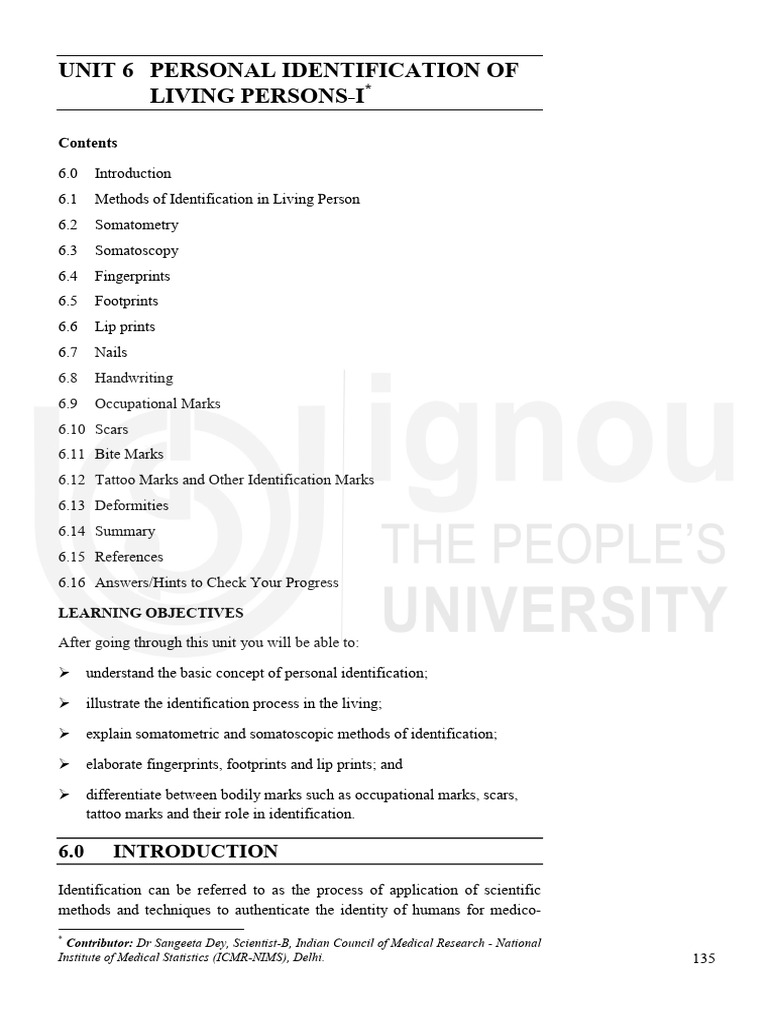 Unit-6 | PDF | Fingerprint | Anthropometry