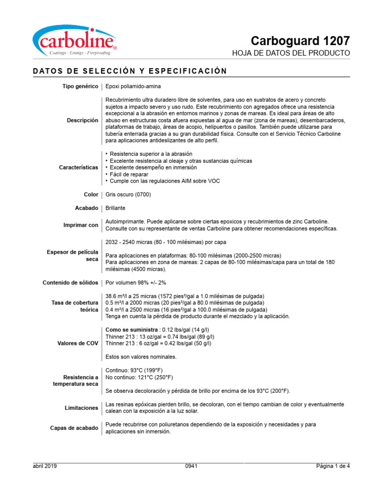Carboguard 1207 PDS | PDF | Hormigón | Condensación