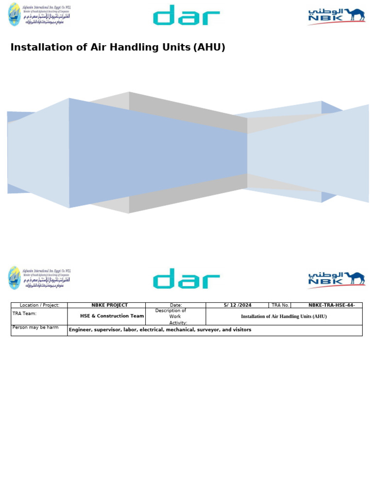 AHU Installation Safety Guidelines | PDF | Personal Protective ...