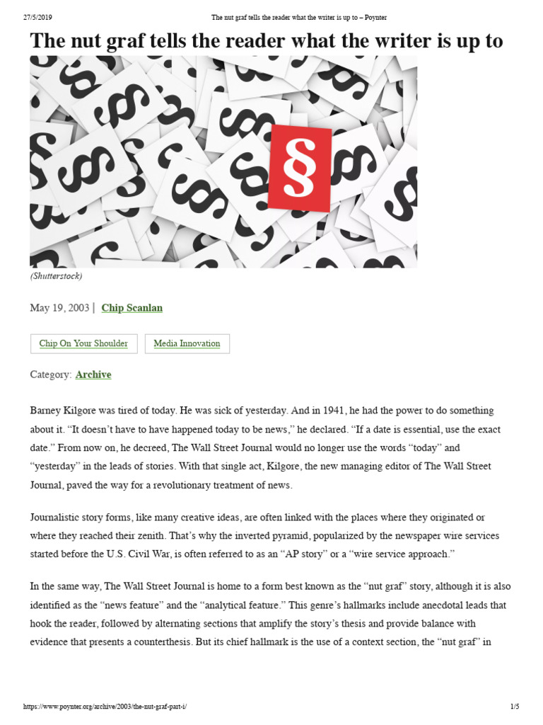 The Nut Graf | PDF | The Wall Street Journal | Writers