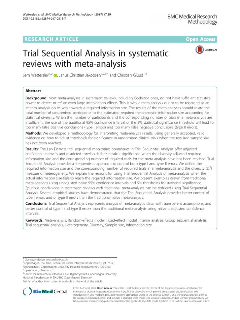 Trial Sequential Analysis in systematic reviews with meta-analysis | PDF | Meta Analysis ...