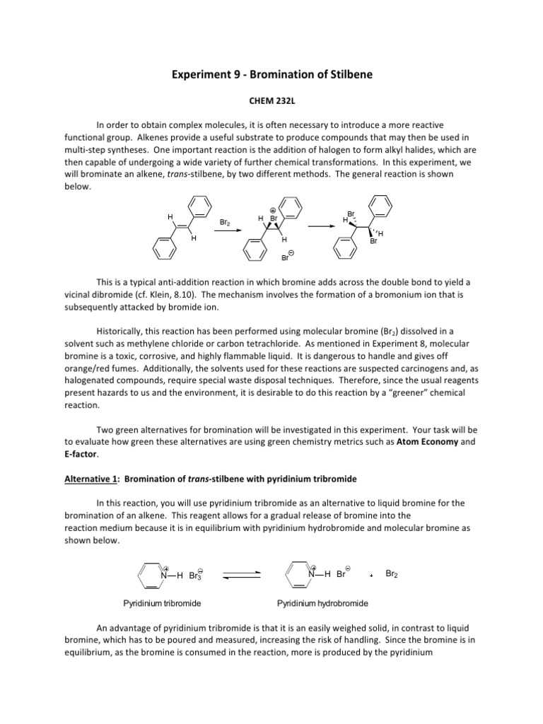 Experiment 9 Handout 2024 | PDF | Chemical Reactions | Alkene