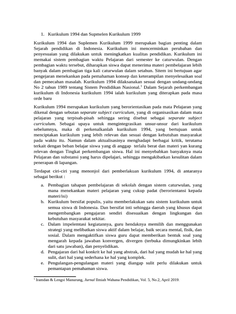 Kurikulum 1994 dan Supmelen Kurikulum 1999 kbk | PDF