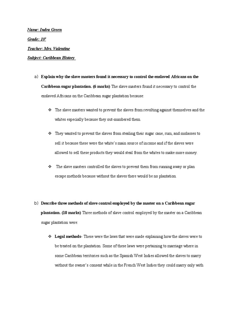 Controlling the Enslaved: A Comparison of Slave Laws and Methods of ...