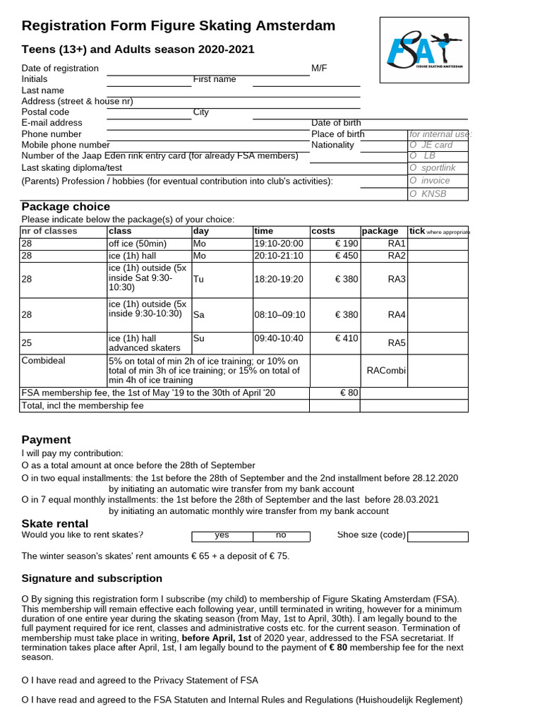 EN Teens and Adults Registration Form 2020 2021 | PDF | Service Industries