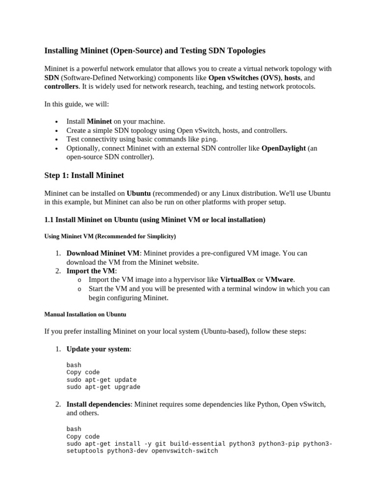 Installing Mininet | PDF | Virtual Machine | Software