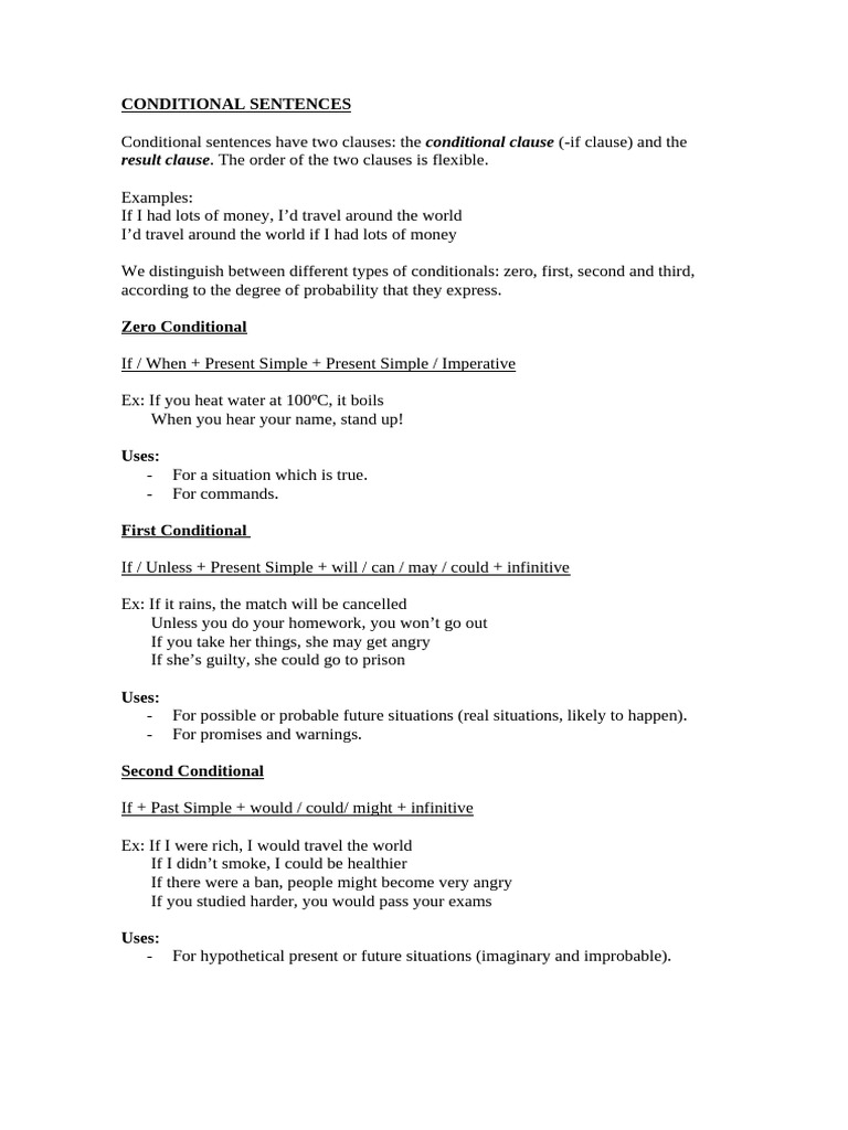 Conditional Sentences Theory | PDF | Perfect (Grammar) | Syntax