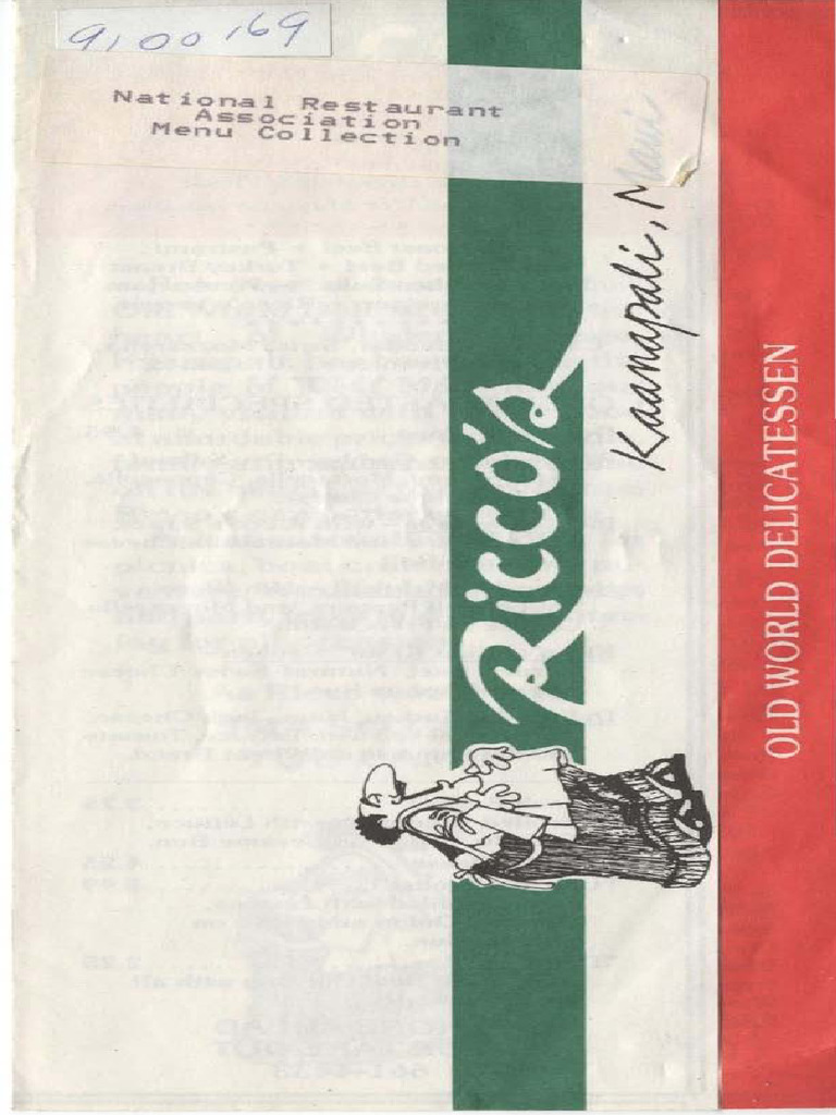 Ricco's Old World Deli Menu Overview | PDF | Salad | Hamburgers