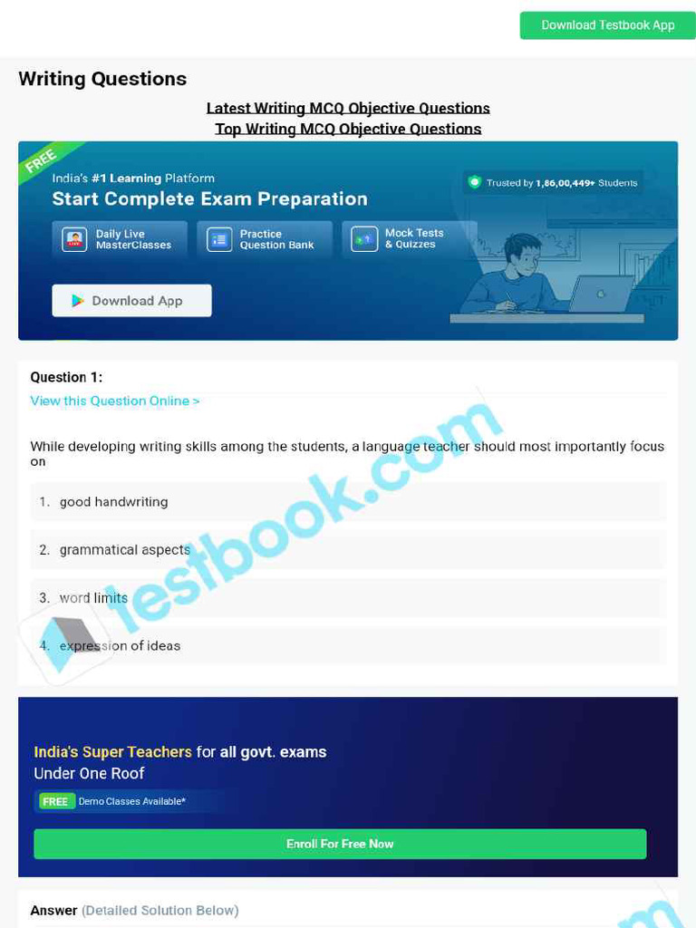 Mcq on Writing 5eea6a0939140f30f369d8bb | PDF