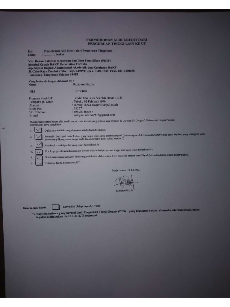 form pengajuan RPL | PDF