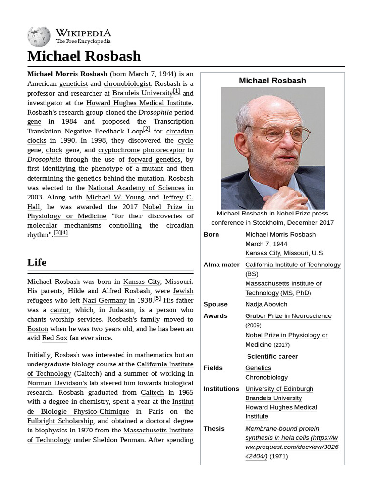 Michael_Rosbash | PDF | Biology | Genetics