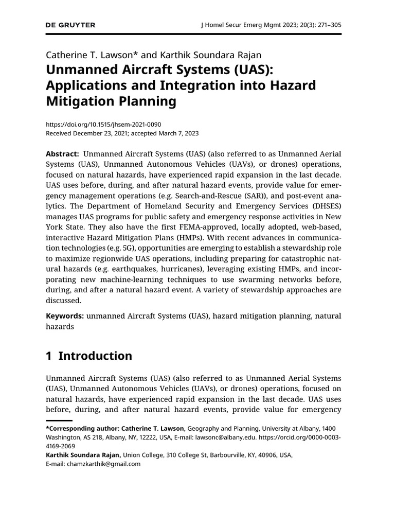 Unmanned Aircraft Systems Aplications and Integration into Hazard ...