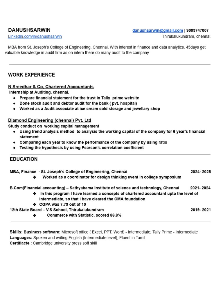 Resume DSP Rough Copy Previous Edit | PDF