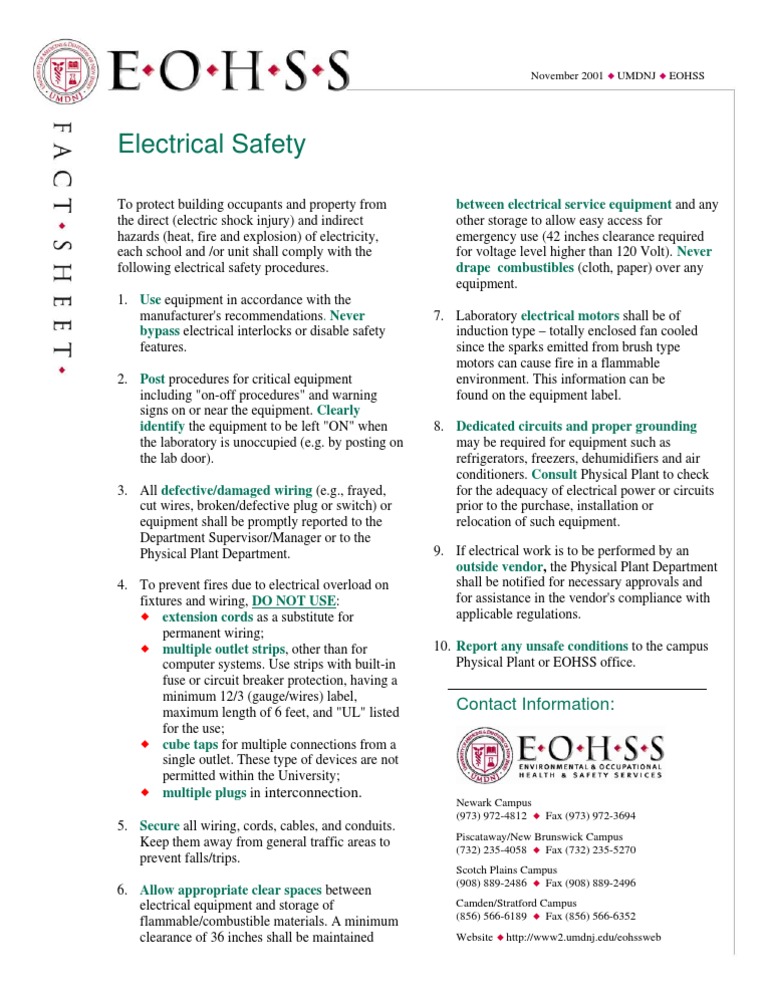 Electrical Safety Procedures | PDF | Electrical Wiring | Electricity