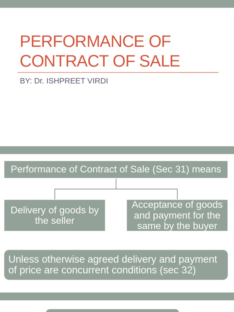 Unit 3 - Performance of Contract of Sale | PDF