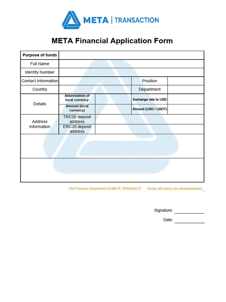 META Financial Application Form Guide | PDF