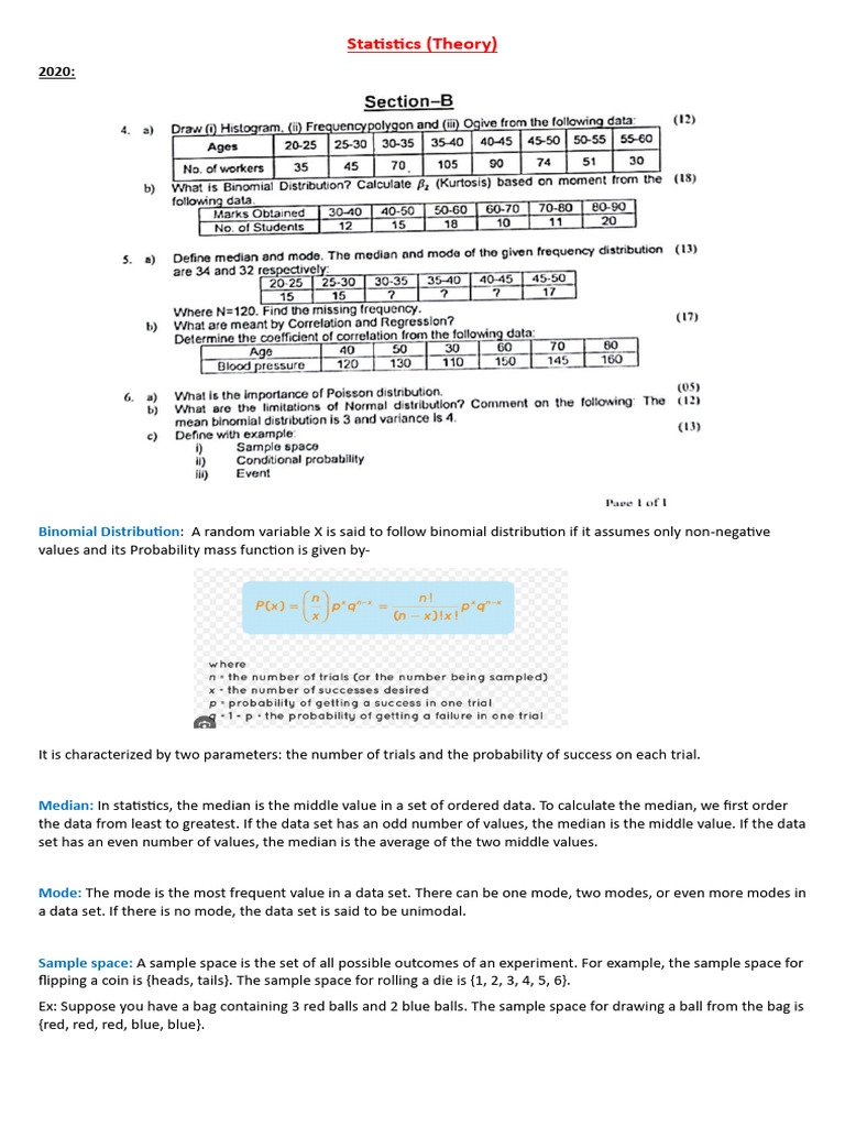 Statistics Theory (Soyaib) | PDF | Mode (Statistics) | Probability Distribution