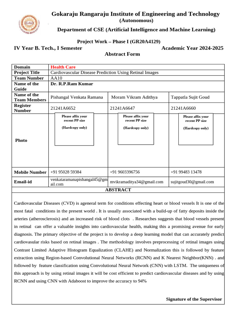 Retinal Image CVD Prediction Project | PDF | Cardiovascular Diseases ...
