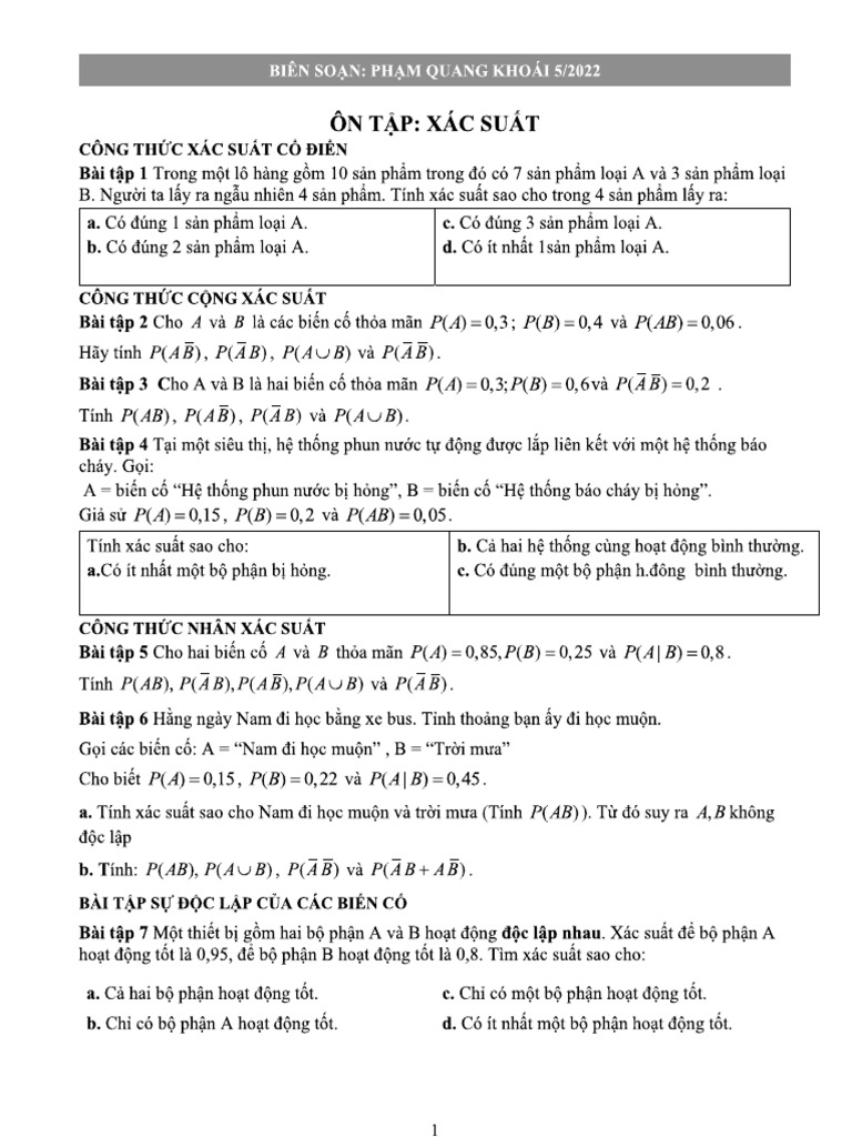XS-Ôn tập XSTK (1) | PDF