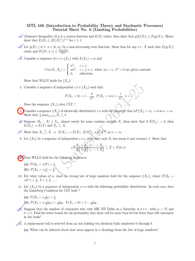 Tutsheet6new | PDF | Probability Density Function | Statistical Theory