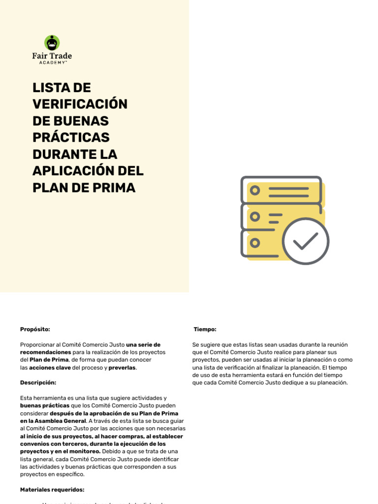 PS TRN Checklist of Best Practices For Implementing The Premium Plan Es 1.0.0 | PDF | Comercio ...