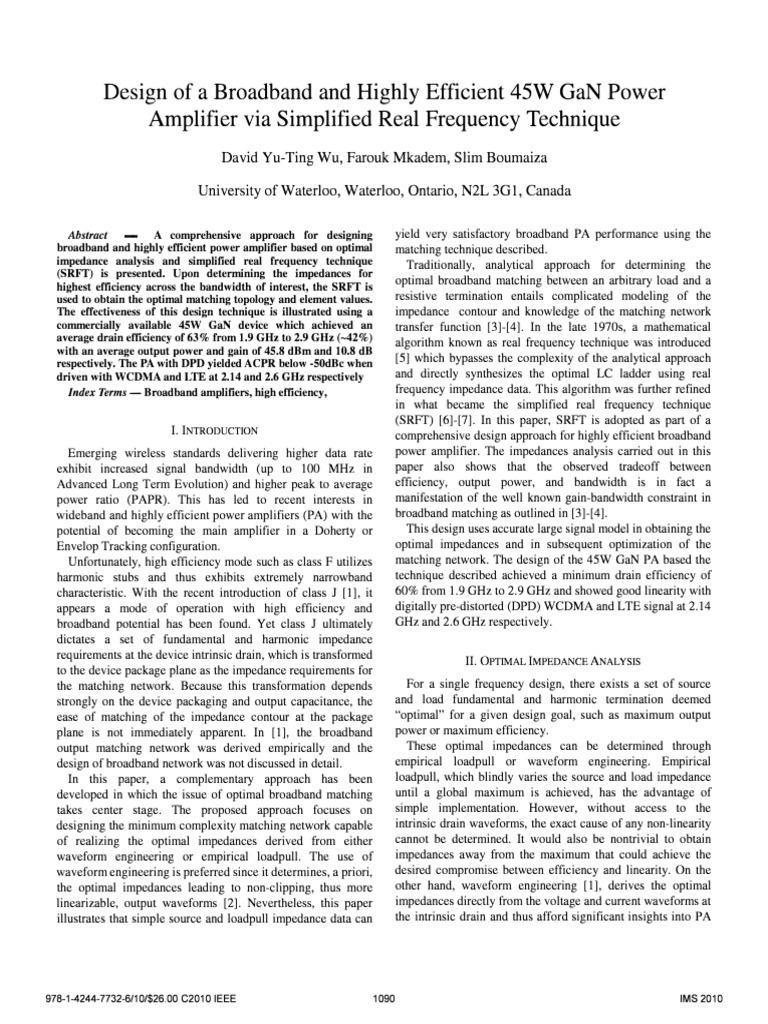 2010 Design - of - A - Broadband - and - Highly - Efficient - 45W - GaN ...
