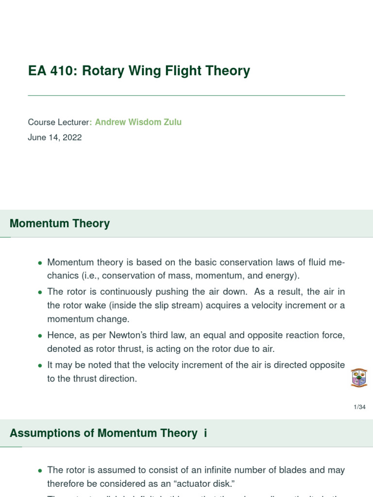 EA 410 Rotary Wing Flight Theory | PDF | Helicopter | Helicopter Rotor