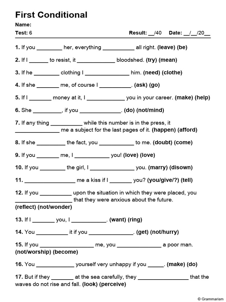 Grammarism First Conditional Test 6 1061453 | PDF