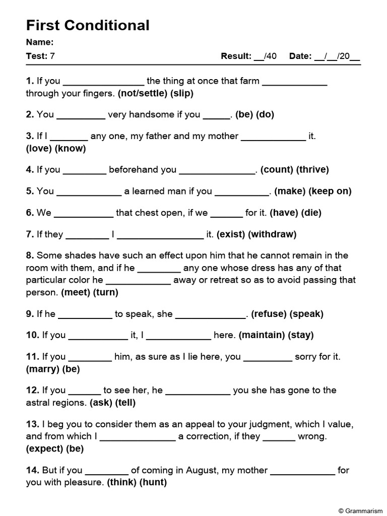 First Conditional Exercises and Test | PDF