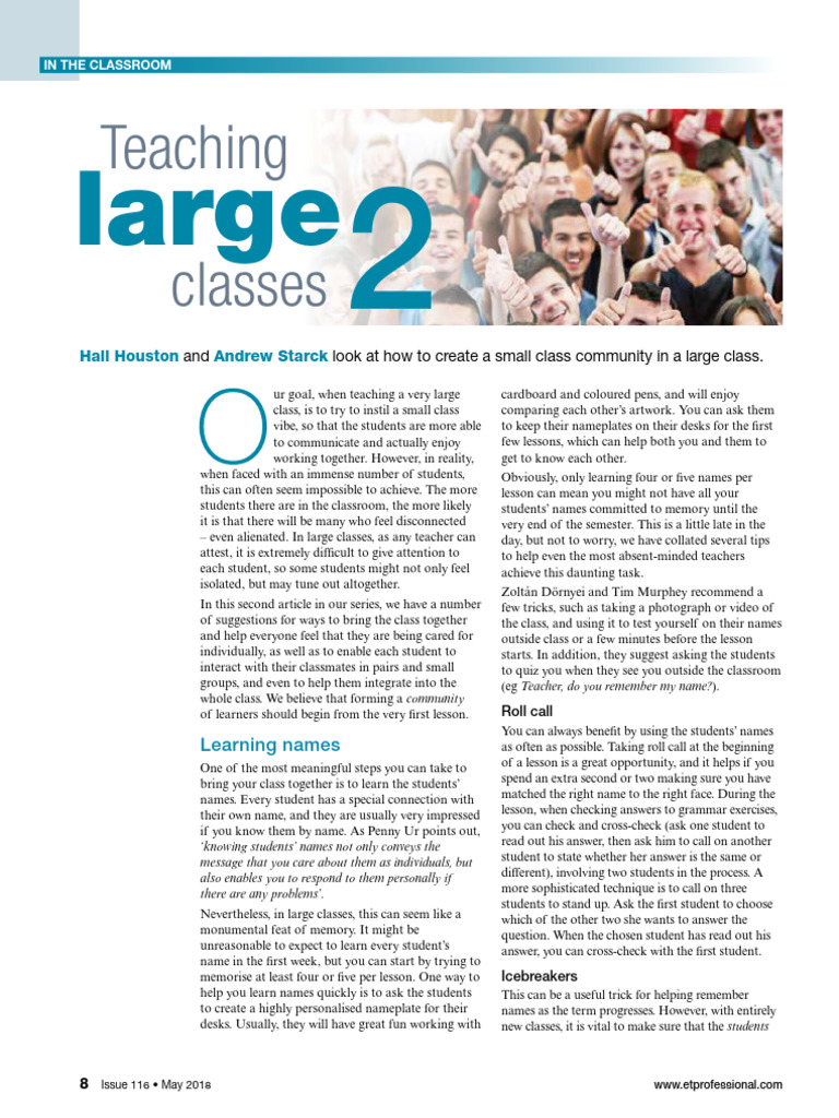 Teaching Large Classes 2 - Houston and Starck Look at How To Create A ...