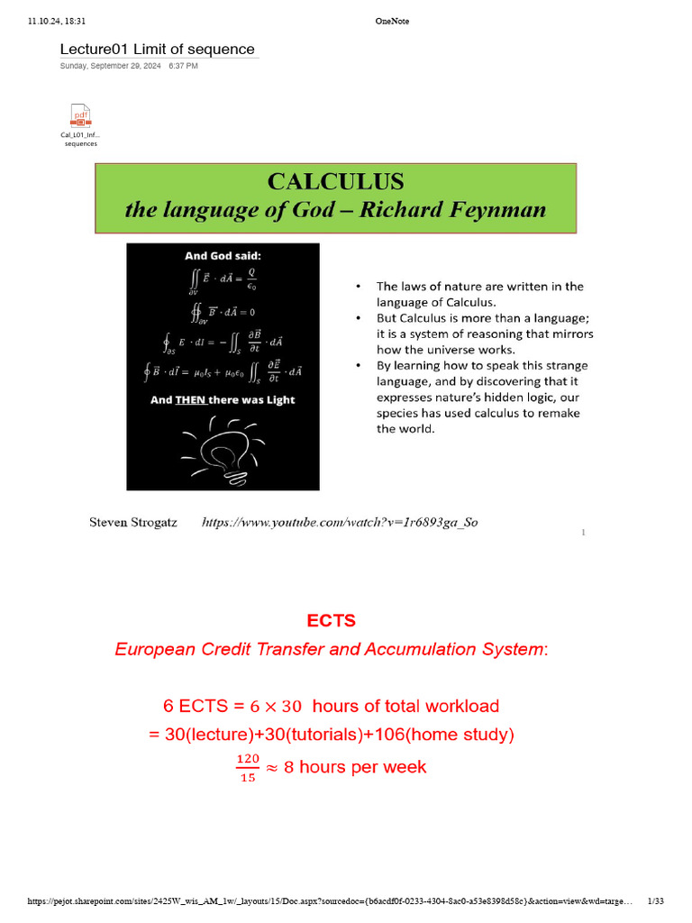 Calculus Lectures 1w - 24-25 | PDF