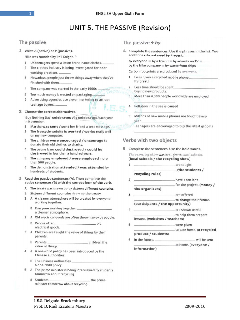 5 THE PASSIVE (Revision) | PDF