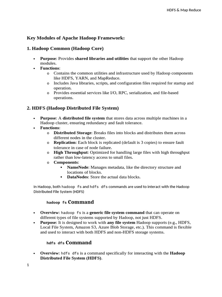 BDA Unit-4 Part-1 HDFS,MapReduce | PDF | Apache Hadoop | Map Reduce