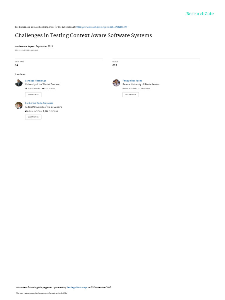 Challenges in Testing Context Aware Software Systems | PDF | Usability ...