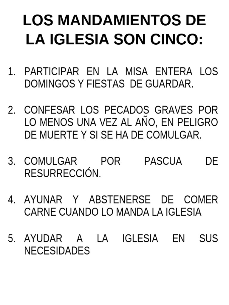 Los Mandamientos de La Iglesia Son Cinco | PDF