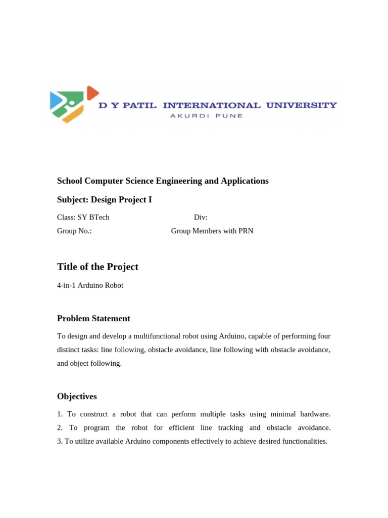 4 In 1 Arduino Robot Report 1 Pdf Arduino Robot 7995