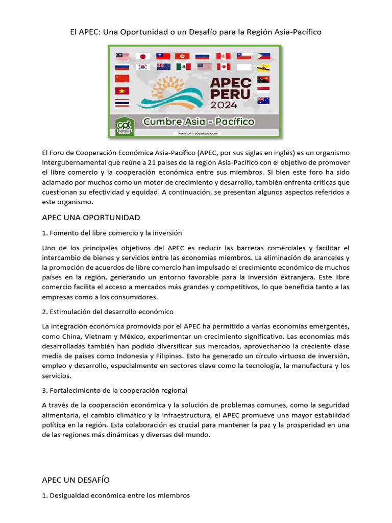 Apec PDF | PDF | Cooperacion economica Asia Pacifico | Libre comercio