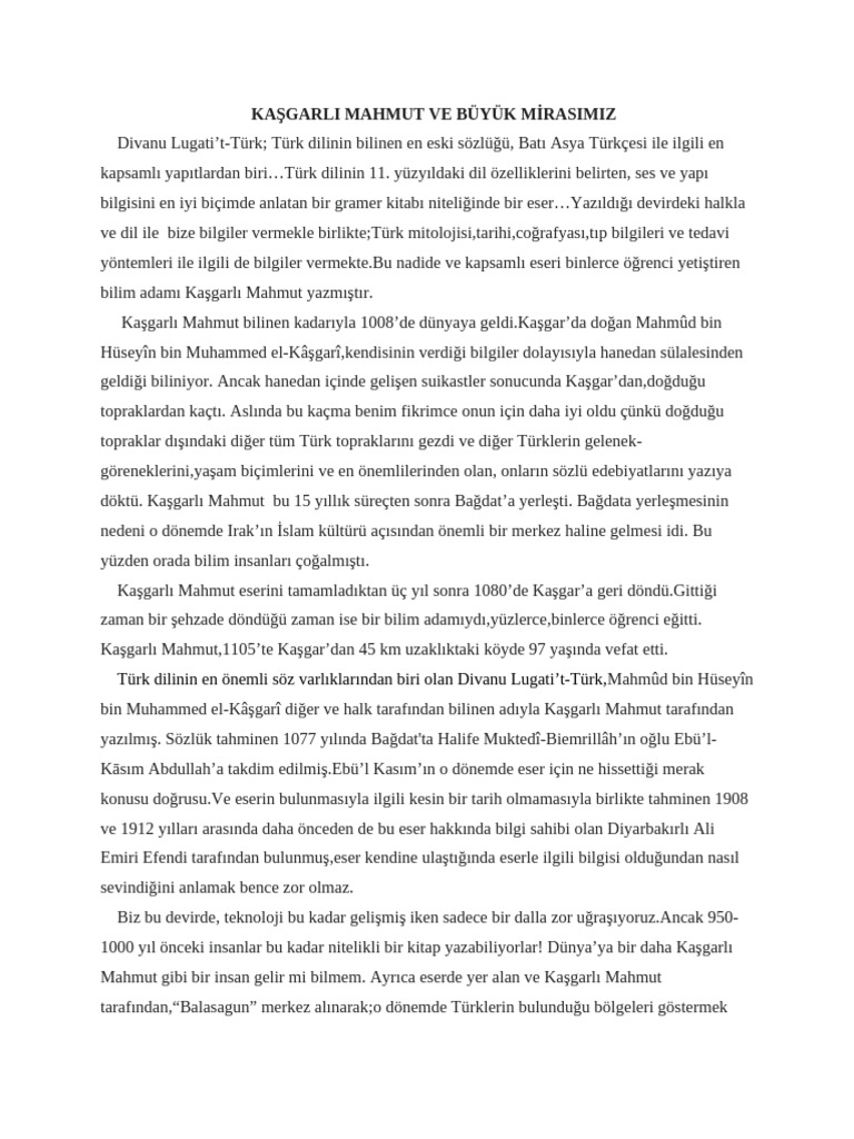 Kaşgarlı Mahmut Ve Büyük Mirasımız | PDF