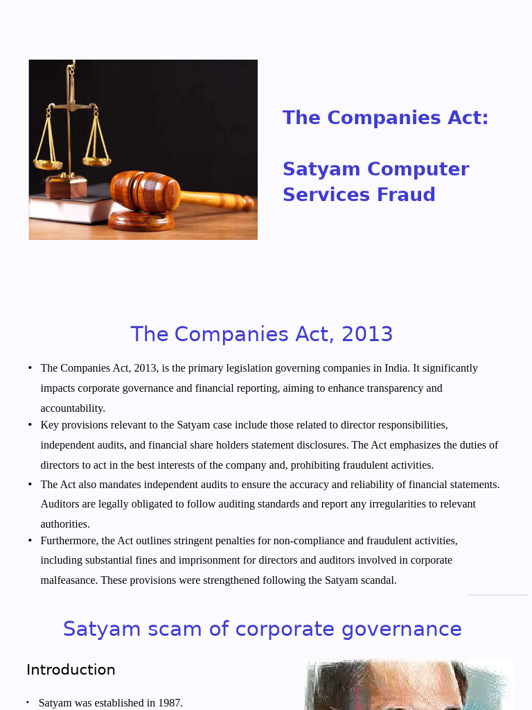 Satyam Computer Services A Cautionary Tale 1 | PDF | Business