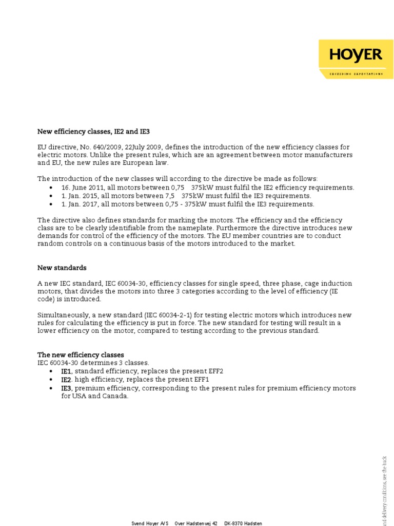 New Efficiency Classes | PDF | Electrical Engineering | Power (Physics)