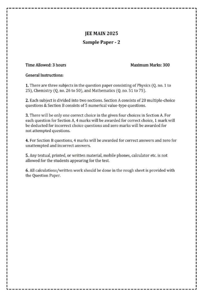 Sample Paper 2 2025 | PDF