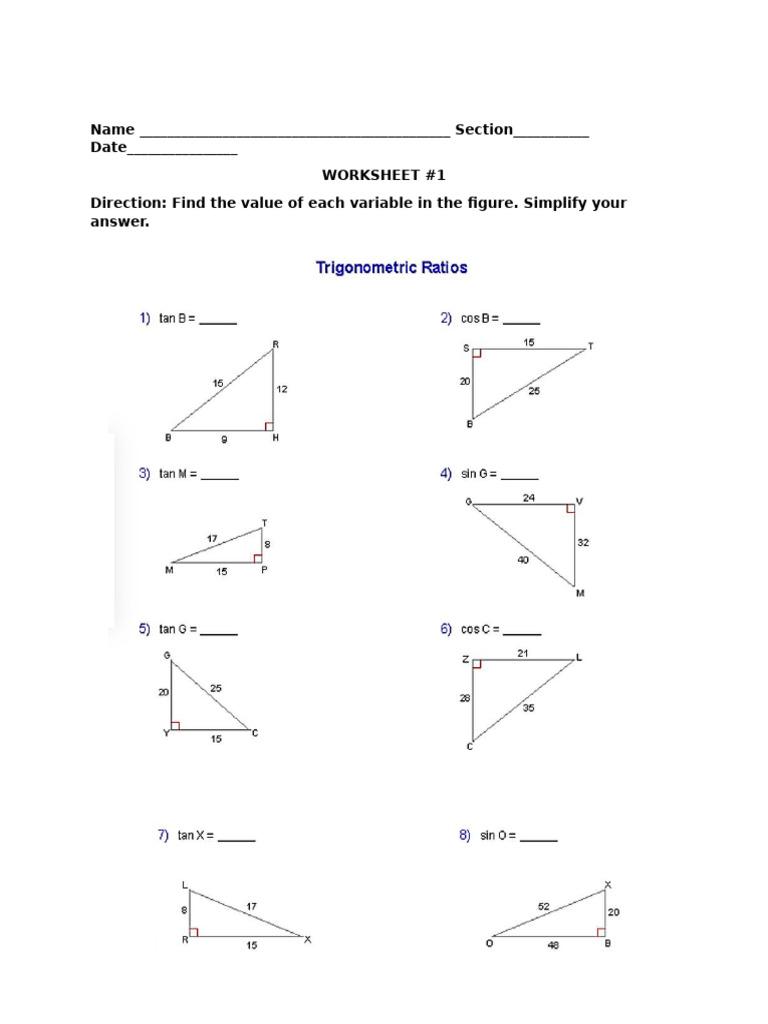 Variable Value Worksheet | PDF