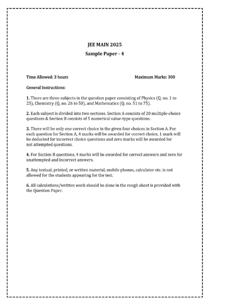 Sample Paper 4 | PDF
