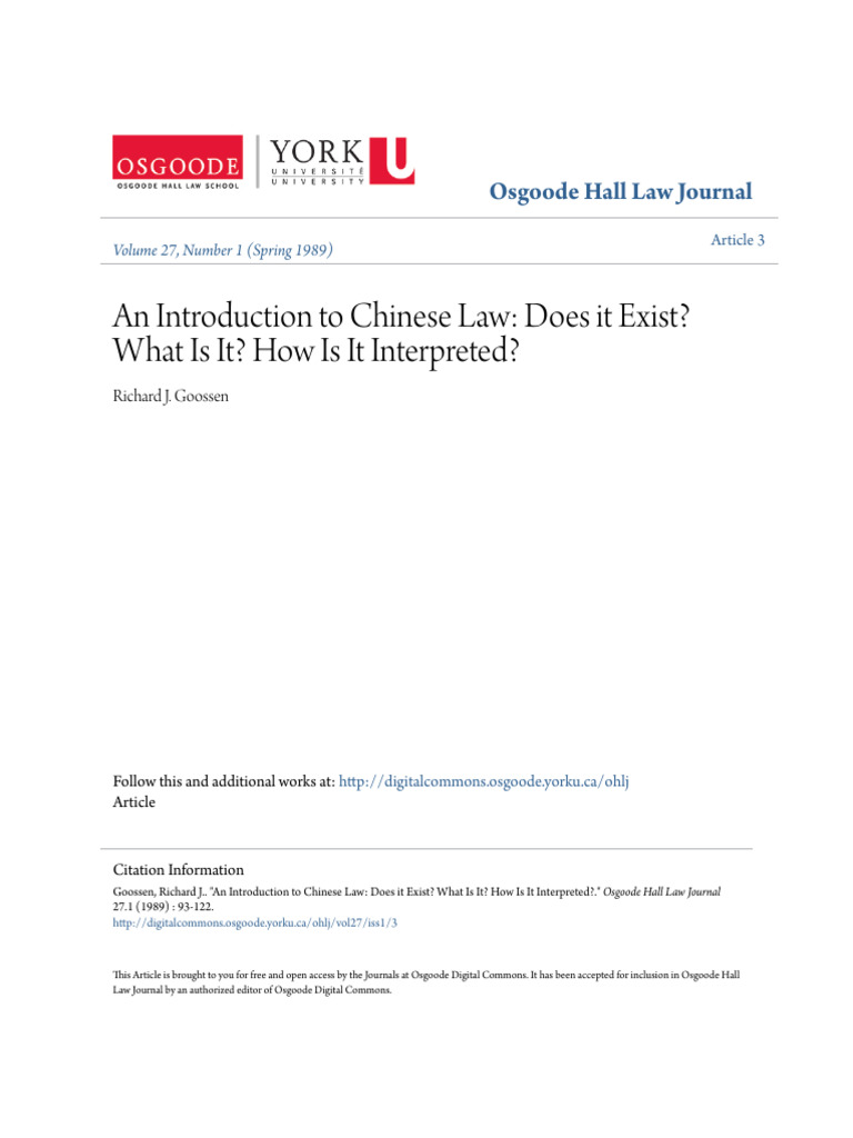 An Introduction To Chinese Law Does It Exist What Is It How Is | PDF | China | World Politics